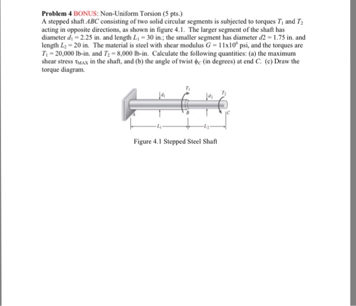 Solved A stepped shaft ABC consisting of two solid circular | Chegg.com