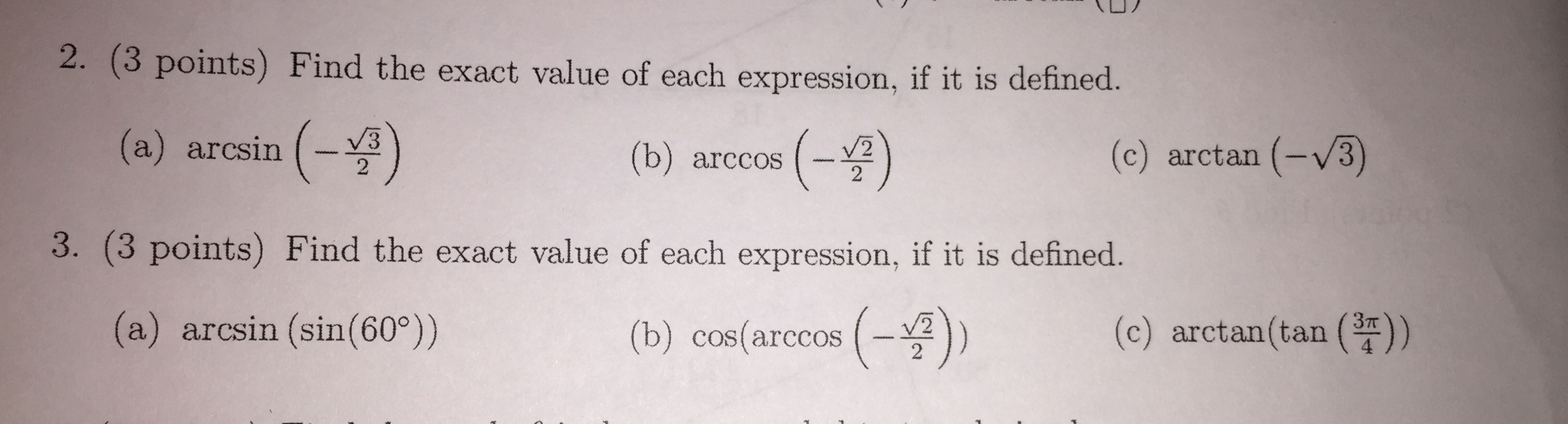 Solved Find The Exact Value Of Each Expression If It Is Chegg