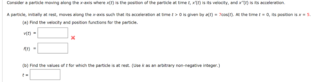 Solved Consider a particle moving along the x-axis where | Chegg.com