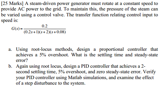Solved A steam-driven power generator must rotate at a | Chegg.com