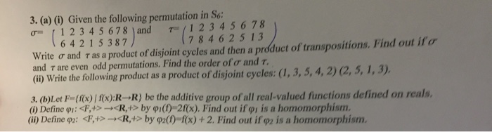 Solved Given the following permutation in S_6: sigma = (1 2 | Chegg.com