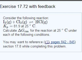 Solved Consider the following reaction I2(g) + Cl2(g) | Chegg.com