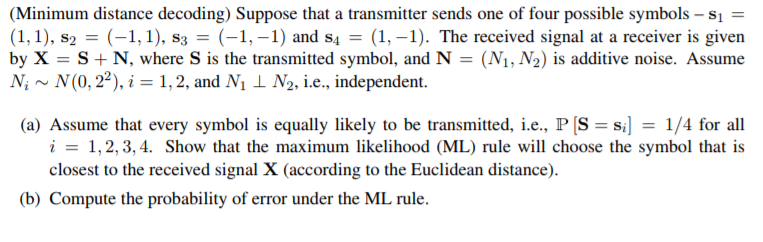 Solved Minimum Distance Decoding Suppose That A