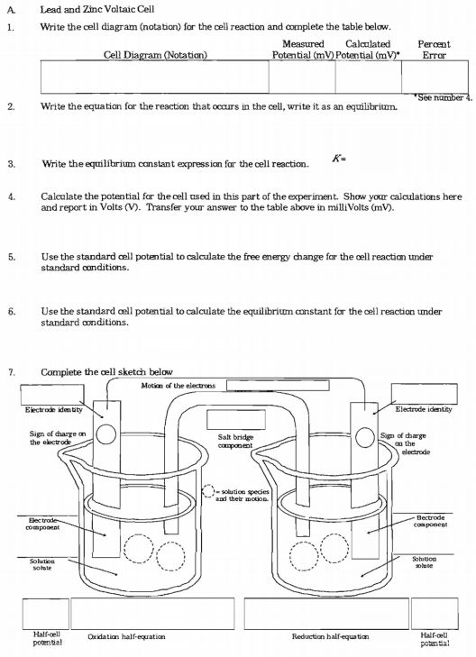 Solved Lead and Zinc Voltaic Cell Write the cell diagram | Chegg.com