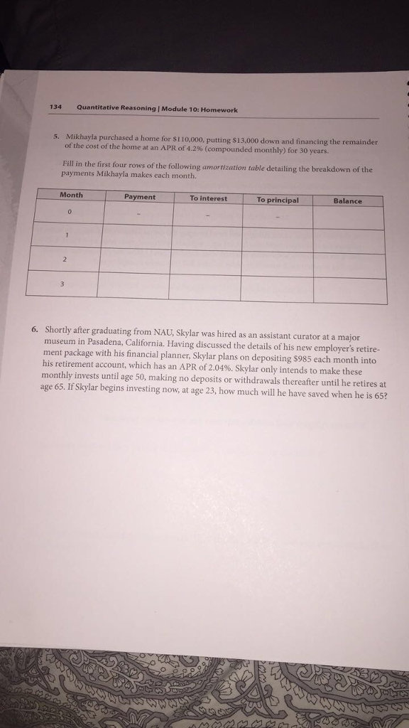 Solved 134 Quantitative Reasoning | Module 10: Homework 5. | Chegg.com