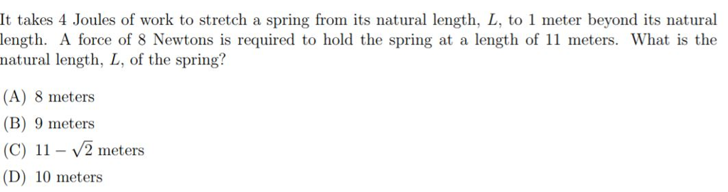 Solved It takes 4 Joules of work to stretch a spring from | Chegg.com