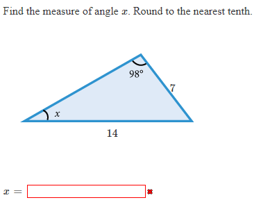 Solved Find the measure of angle x. Round to the nearest | Chegg.com