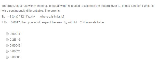 Solved The trapezoidal rule with N intervals of equal width | Chegg.com