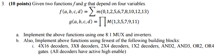 Solved Given two functions f and g that depend on four | Chegg.com