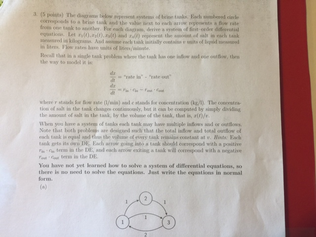 Solved Solving a system of brine tank differential equations | Chegg.com
