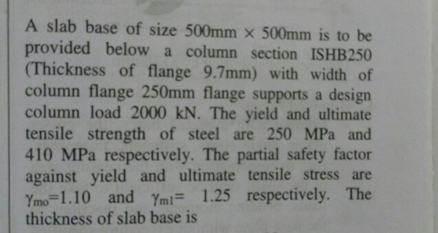 Solved A slab base of size 500mm × 500mim is to be provided | Chegg.com