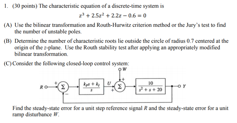 Solved The characteristic equation of a discrete-time system | Chegg.com