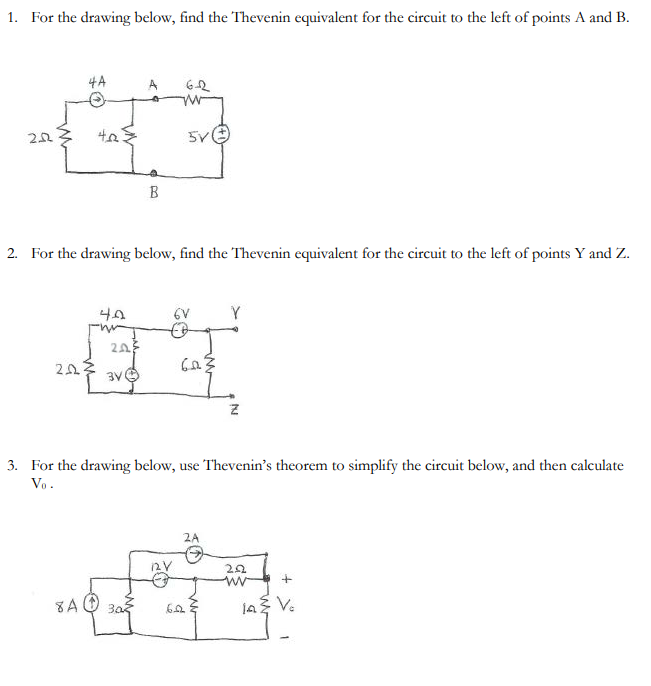 Solved 1. For the drawing below, find the Thevenin | Chegg.com