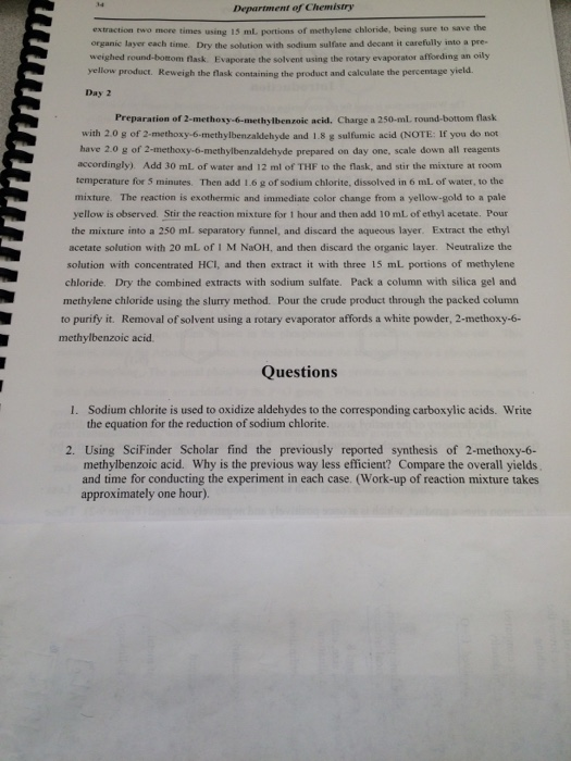 Solved Advanced Synthesis Laboratory Experiment 8. | Chegg.com