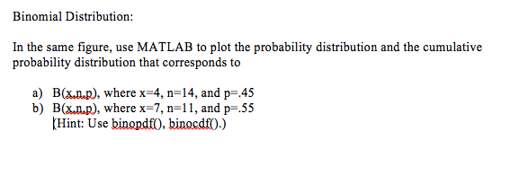 Solved Binomial Distribution: In the same figure, use MATLAB | Chegg.com