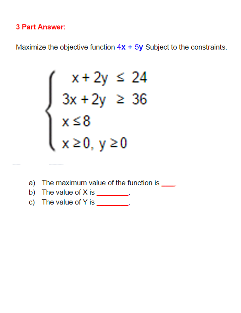Solved Maximize The Objective Function 4x 5y Subject To