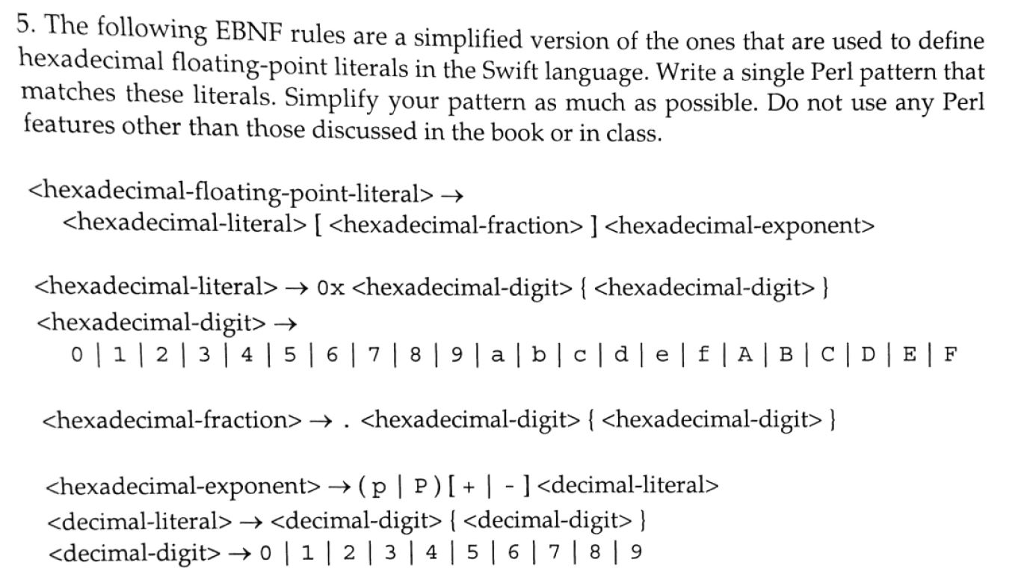 Solved 5. T he following EBNF rules are a simplified version | Chegg.com