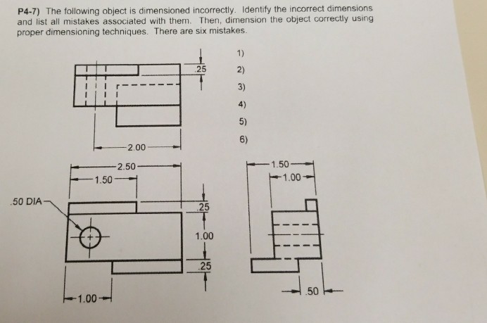 Solved P4-7) The following object is dimensioned | Chegg.com