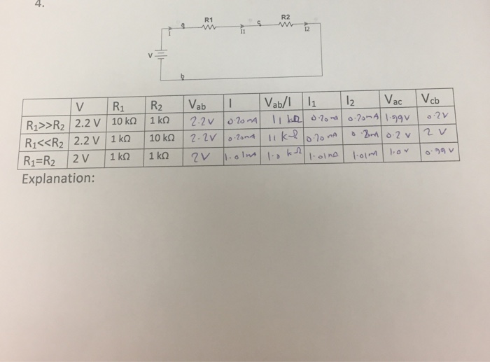 Solved 4 R1 R2 12 VE R1R2 2.2 V R1=R2 2v Explanation: | 1kn | Chegg.com