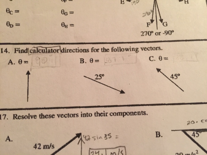 Solved Find calculator directions for the following vectors. | Chegg.com