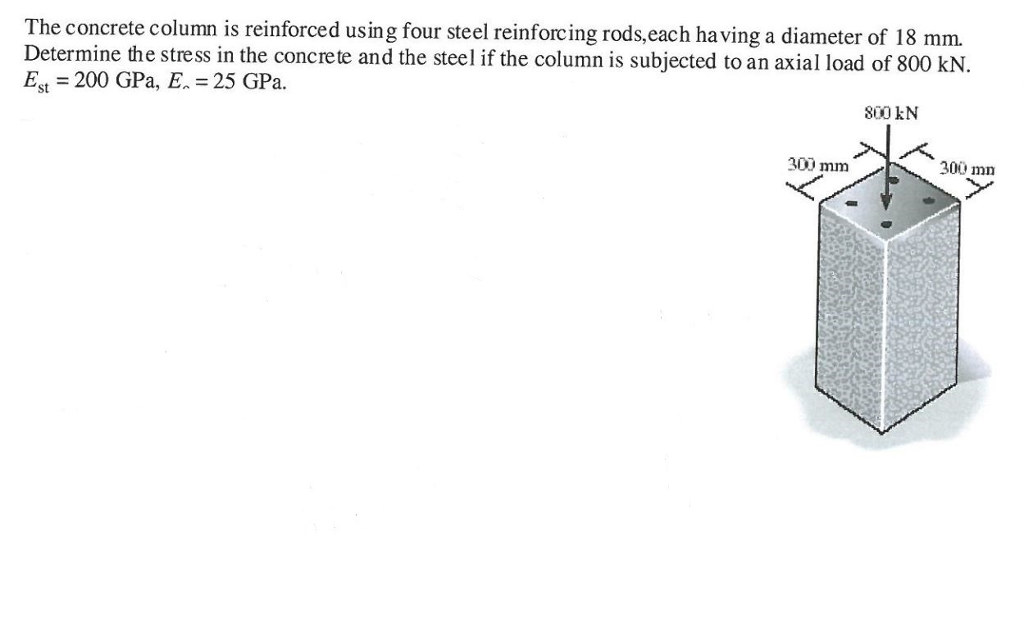 Solved The concrete column is reinforced using four steel | Chegg.com