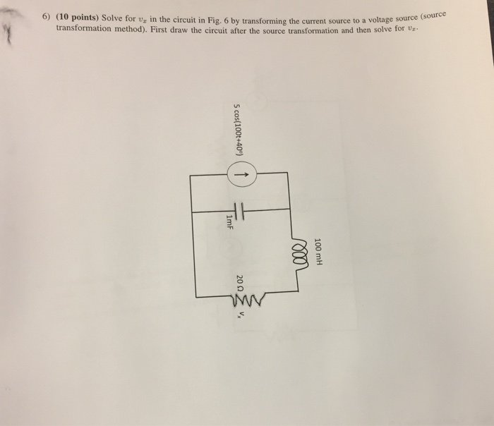 Solved Solve for v_x in the circuit in Fig 6 by transforming | Chegg.com