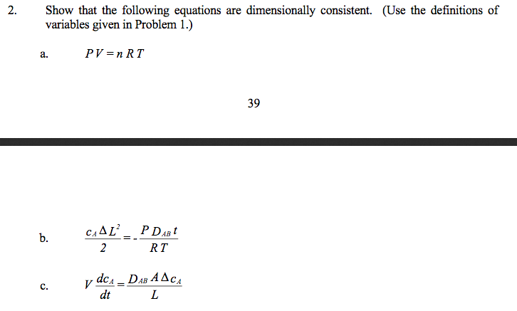Solved Show that the following equations are dimensionally | Chegg.com