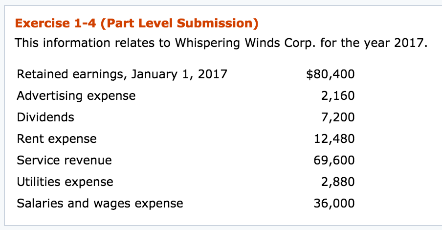 Solved Exercise 1-4 (Part Level Submission) This information | Chegg.com