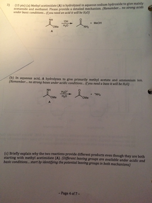 Solved (a) Methyl acetimidate (A) is hydrolyzed in aqueous | Chegg.com