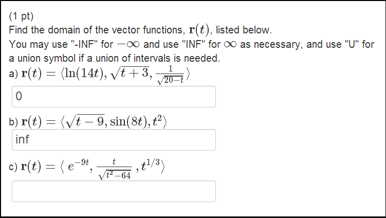 Solved Find The Domain Of The Vector Functions Rt Lis