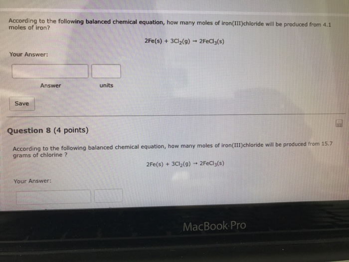 Solved According to the following balanced chemical | Chegg.com