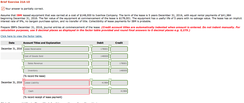 Solved Brief Exercise 21A-10 Your answer is partially | Chegg.com