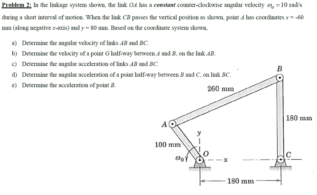 Solved In the linkage system shown, the link OA has a | Chegg.com
