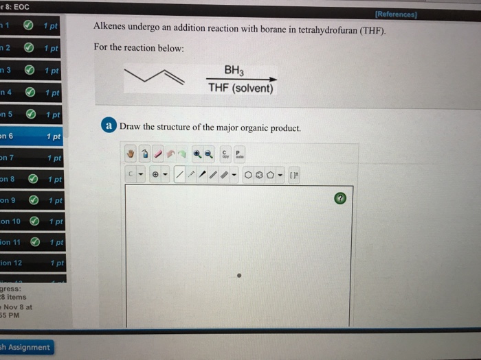 Solved Alkenes undergo an addition reaction with borane in | Chegg.com