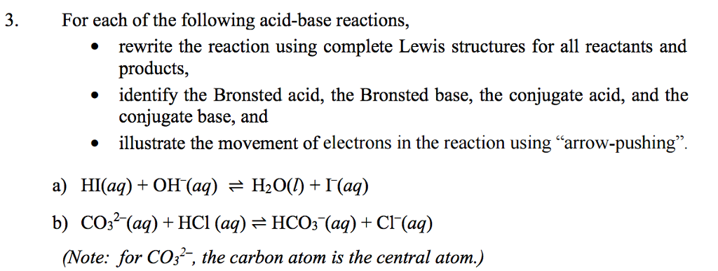 Solved For each of the following acid-base reactions, | Chegg.com