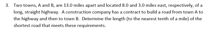 Solved Two towns, A and B, are 13.0 miles apart and located | Chegg.com