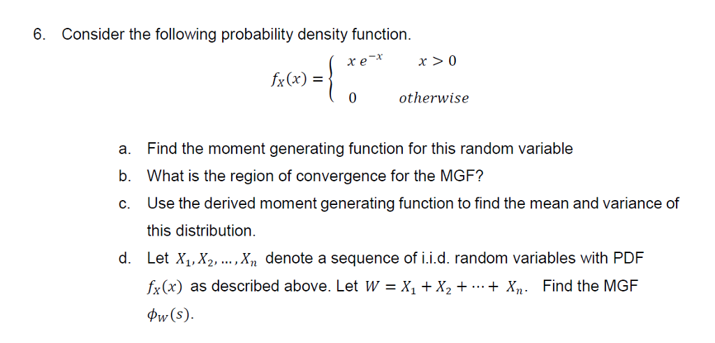 Consider the following probability density function. | Chegg.com