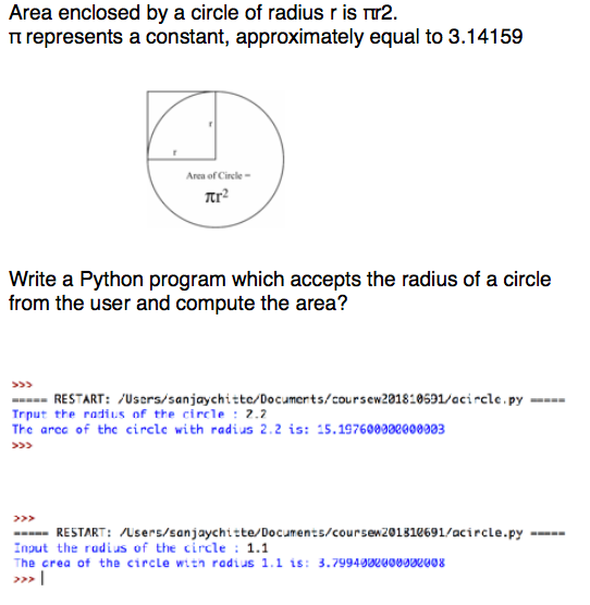 Solved Area enclosed by a circle of radius r is rr2. | Chegg.com