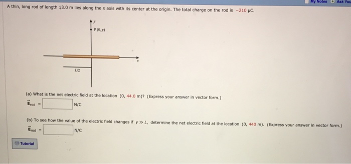 Solved A thin, long rod of length 13.0 m lies along the x | Chegg.com