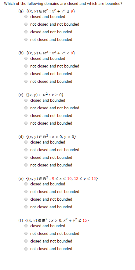 Solved Which of the following domains are closed and which | Chegg.com