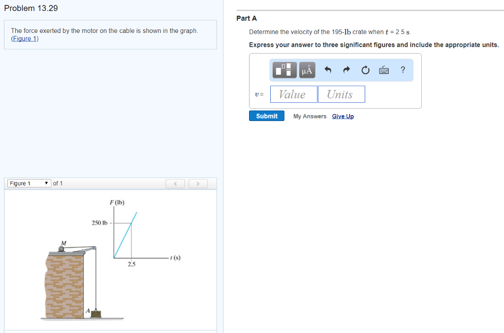 Solved The force exerted by the motor on the cable is shown | Chegg.com