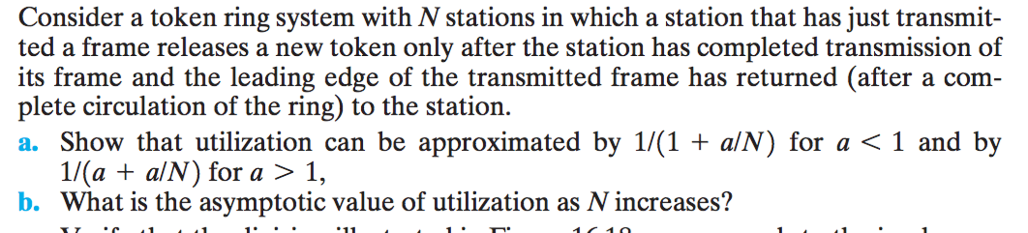 Consider a token ring system with N stations in which | Chegg.com