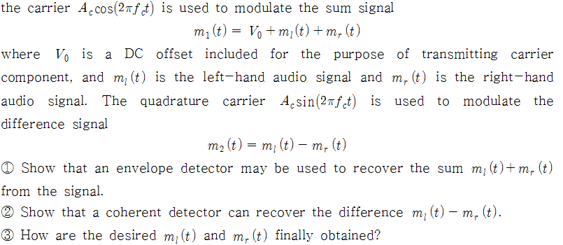 Solved 10. A particular version of AM stereo uses quadrature | Chegg.com