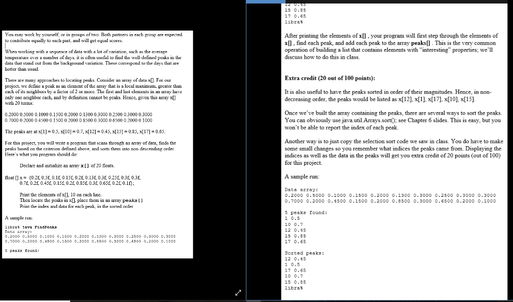 CSc 210 Project 5 Locating peaks in data (with | Chegg.com