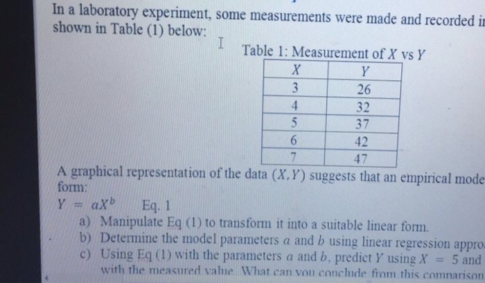 Solved In a laboratory experiment, some measurements were | Chegg.com