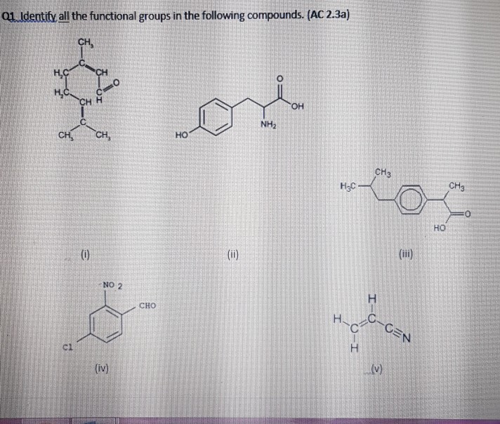 Solved (a) Based on their structural formulae, classify the | Chegg.com