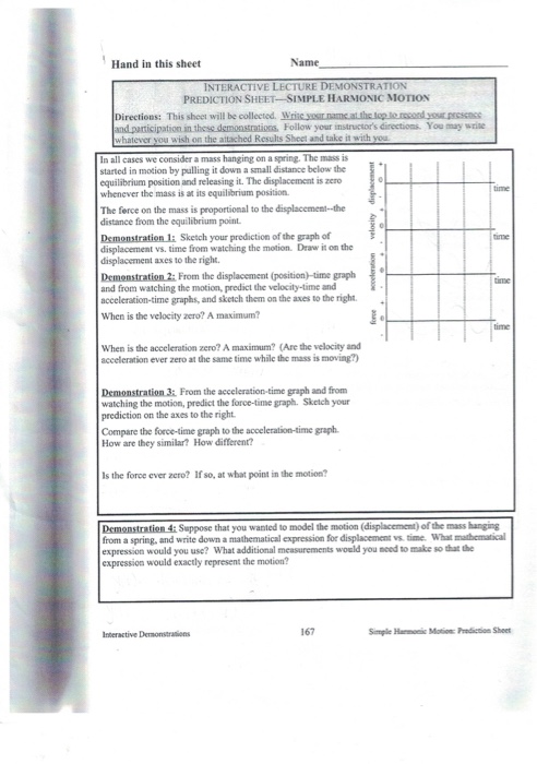 Solved Hand in this sheet Name INTERACTIVE LECTURE | Chegg.com