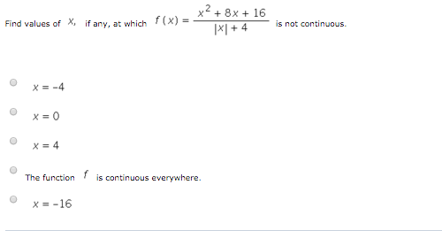 Solved Find values of X if any, at which f(x)= x^2 + 8x + | Chegg.com