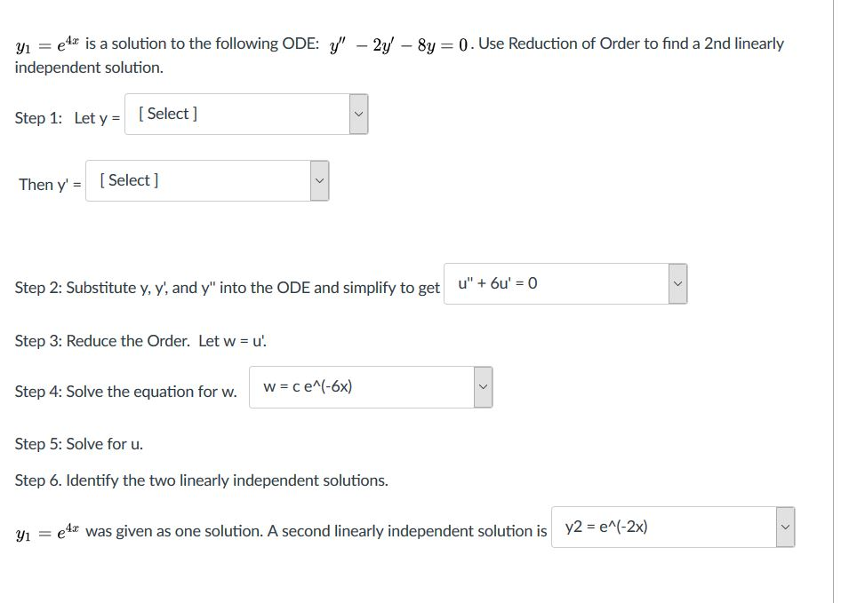 Solved y_1 = e^4x is a solution to the following ODE: y Solved y_1 = e^4x is a solution to the following ODE: y