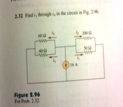 Solved Find i1 through i4 in the circuit in Fig 2. 96. | Chegg.com
